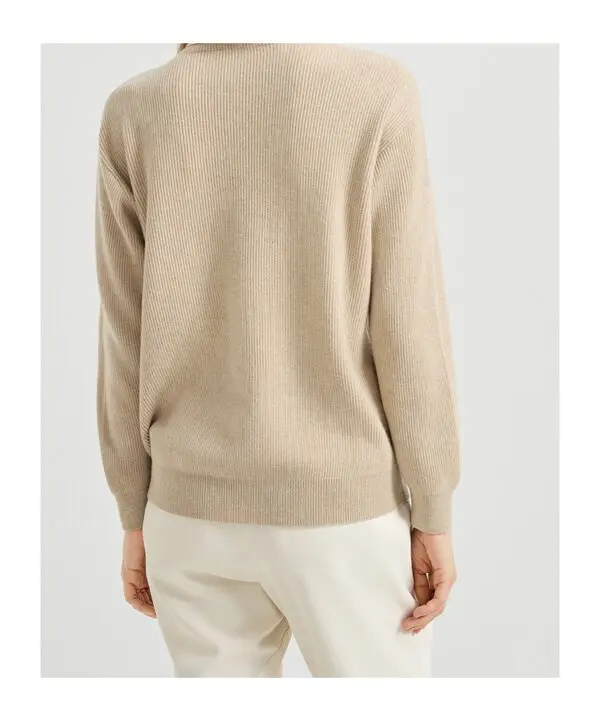 Brunello Cucinelli Cashmere English Rib Knit Turtleneck Sweater