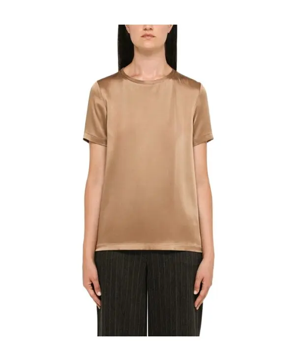 Max Mara T-shirt With Round Neck And Short Sleeves - Nude
