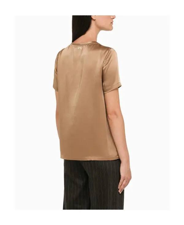 Max Mara T-shirt With Round Neck And Short Sleeves - Nude