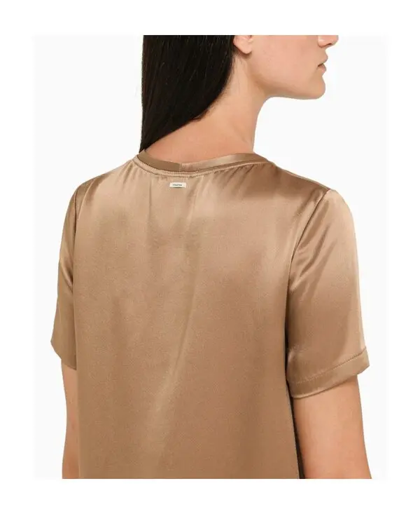 Max Mara T-shirt With Round Neck And Short Sleeves - Nude