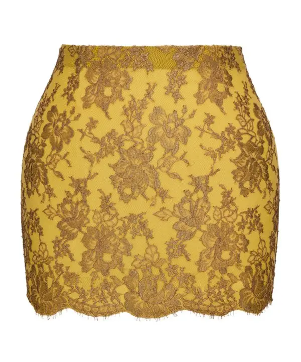 Saint Laurent Lace Mini Skirt - Brown
