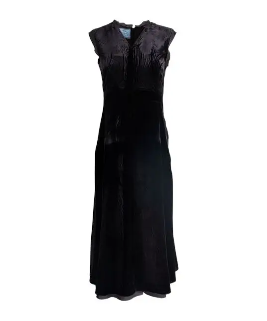 Prada Sleeveless V-neck Jacquard Dress