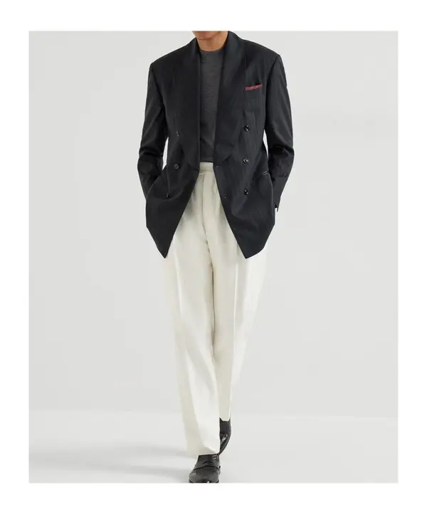 Brunello Cucinelli Chalk Stripe Shawl Lapels Tuxedo Jacket