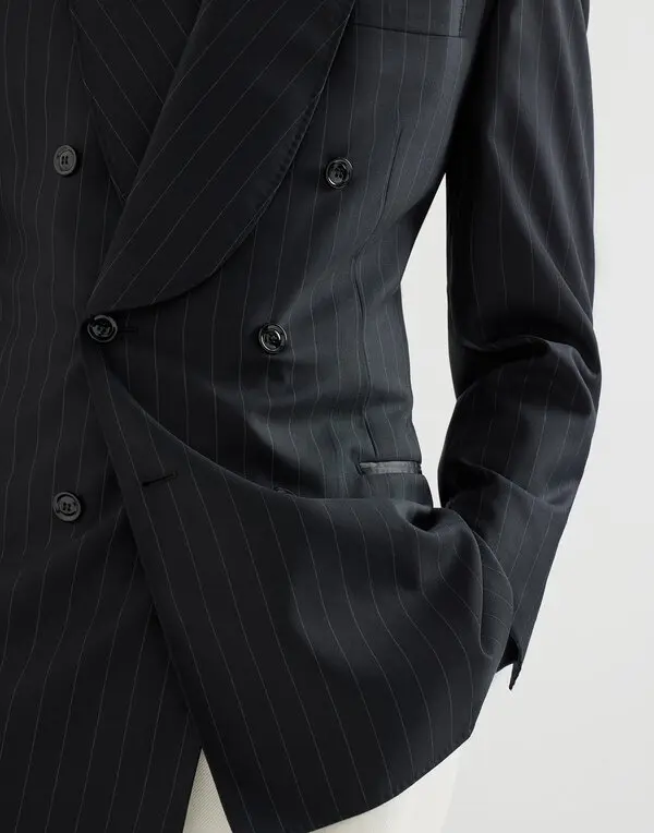 Brunello Cucinelli Chalk Stripe Shawl Lapels Tuxedo Jacket