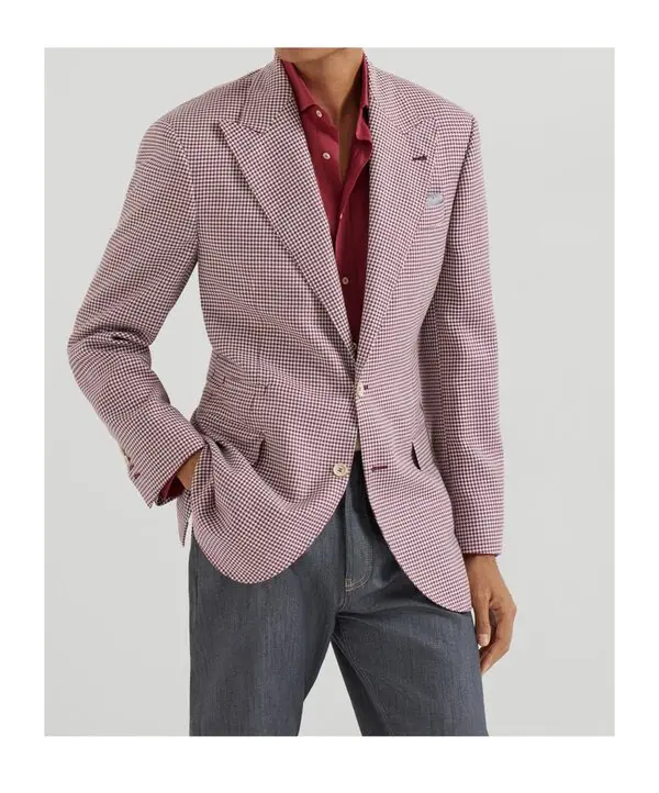 Brunello Cucinelli Houndstooth Peak Lapels Tailor Blazer