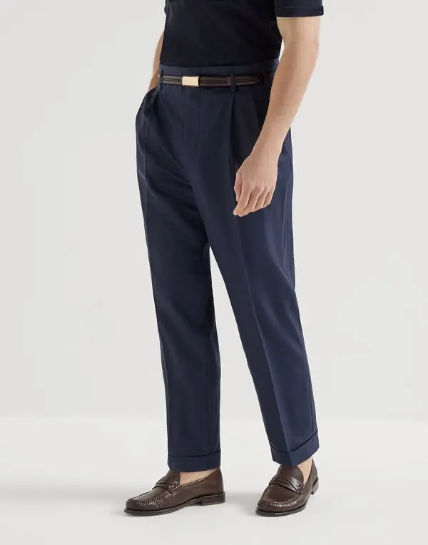 Brunello Cucinelli Virgin-wool Chevron Trousers With Double Pleats
