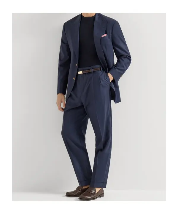 Brunello Cucinelli Virgin-wool Chevron Trousers With Double Pleats