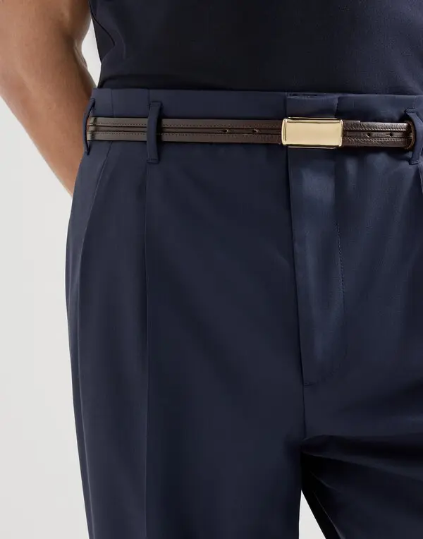 Brunello Cucinelli Virgin-wool Chevron Trousers With Double Pleats
