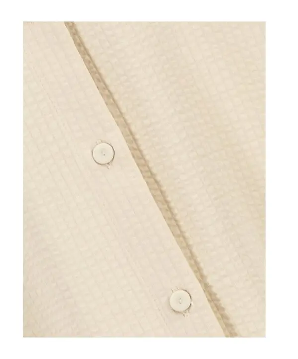 Harris Wharf London Collarless Shirt In Coolmax Seersucker