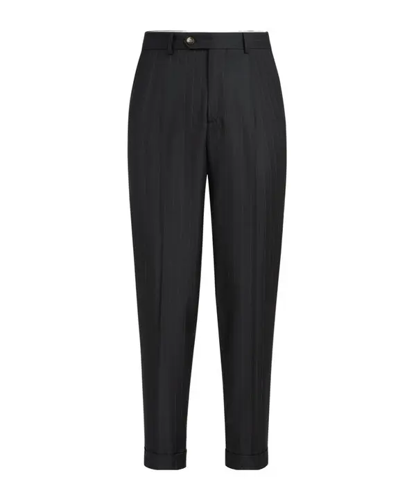 Brunello Cucinelli Tailored Pinstriped Pleated Trousers - Black