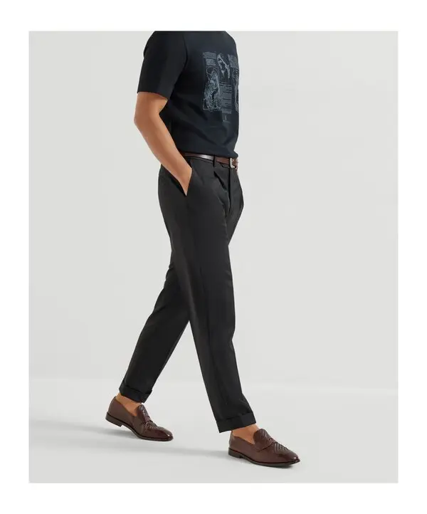 Brunello Cucinelli Tailored Pinstriped Pleated Trousers - Black