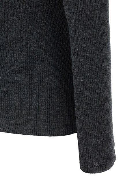 Brunello Cucinelli Ribbed Knit High Neck Top With Zip Detail - Anthracite