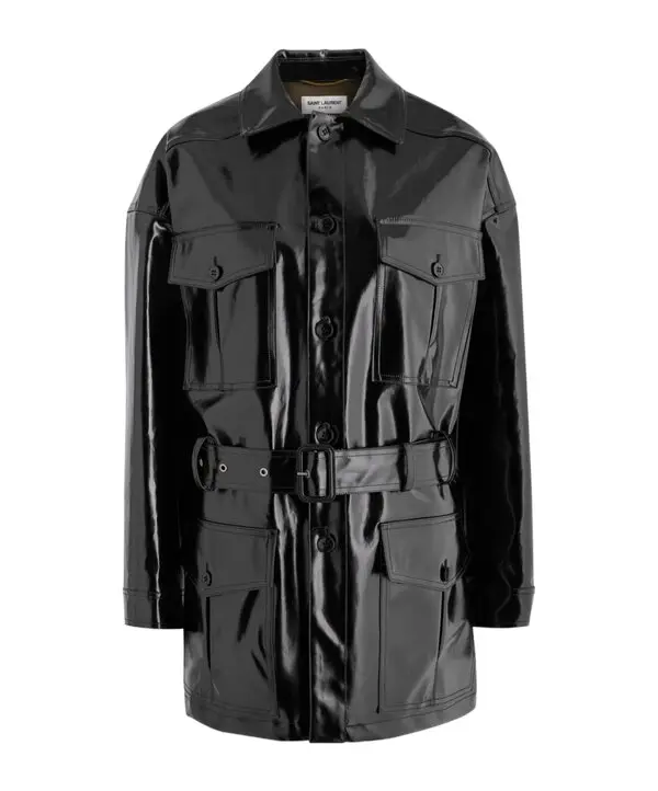 Saint Laurent Belted Vinyl Jacket