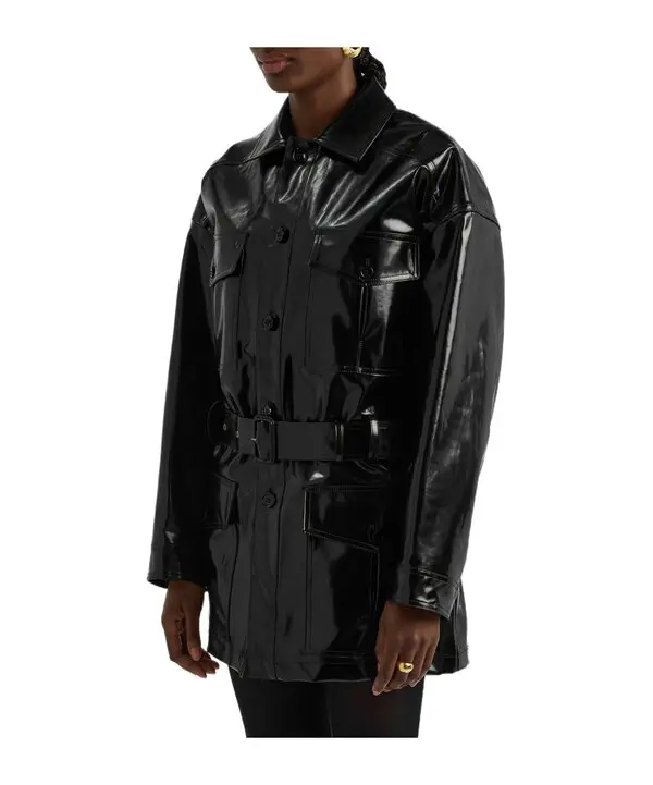 Saint Laurent Belted Vinyl Jacket