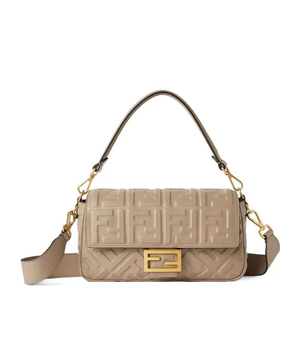 Fendi Embossed Ff Motif Leather Bag - Grey