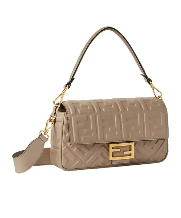 Fendi Embossed Ff Motif Leather Bag - Grey
