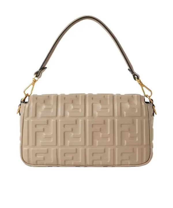 Fendi Embossed Ff Motif Leather Bag - Grey