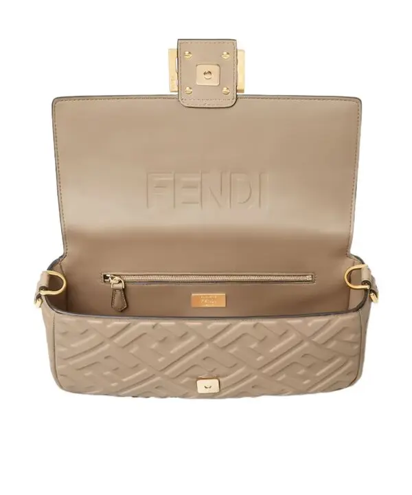 Fendi Embossed Ff Motif Leather Bag - Grey