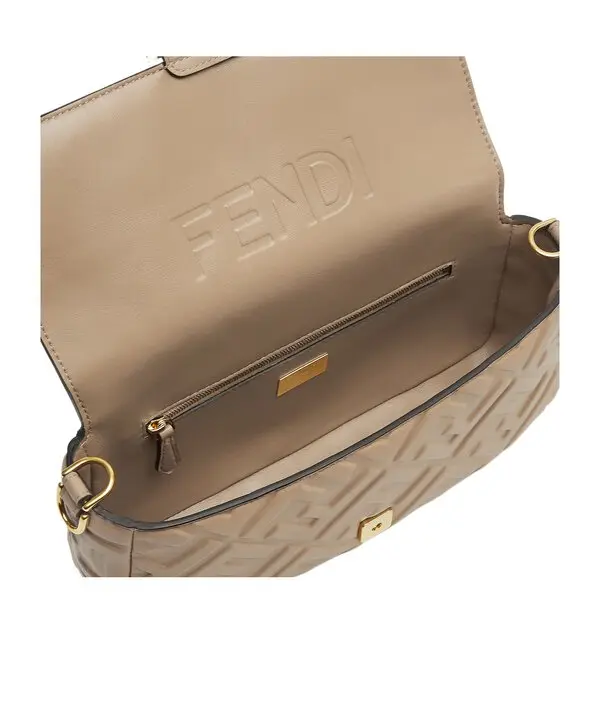 Fendi Embossed Ff Motif Leather Bag - Grey