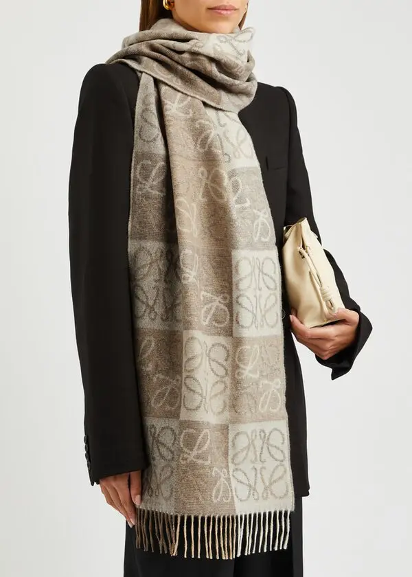 Loewe Anagram-intarsia Wool-blend Scarf