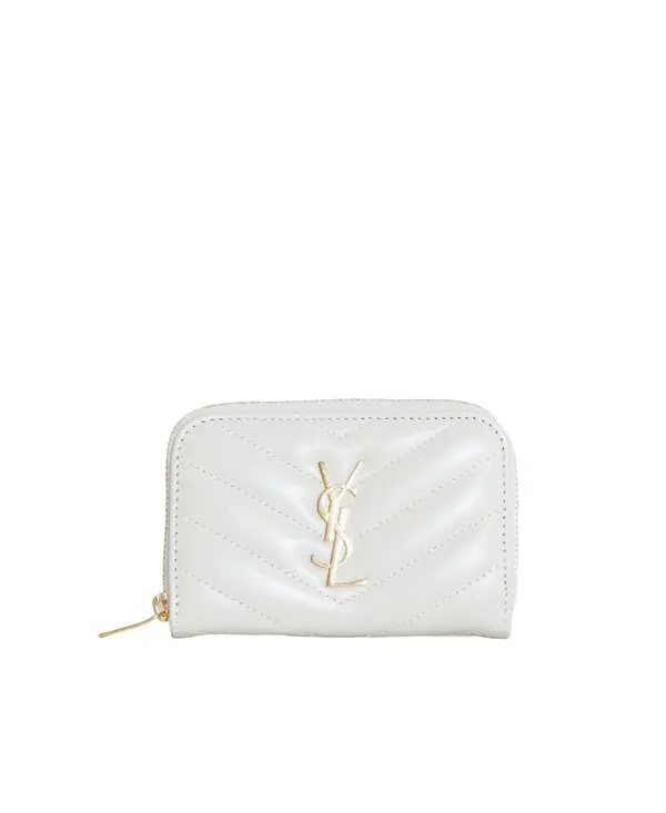 Saint Laurent Cassandre Matelassé Coin Card Wallet In Lambskin