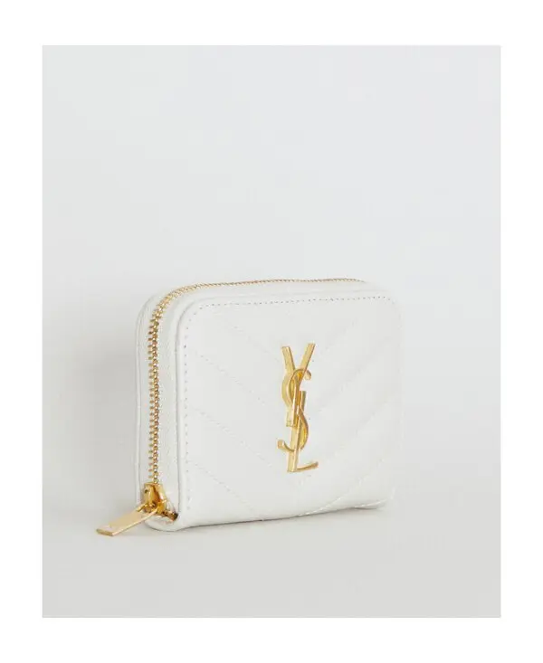 Saint Laurent Cassandre Matelassé Coin Card Wallet In Lambskin