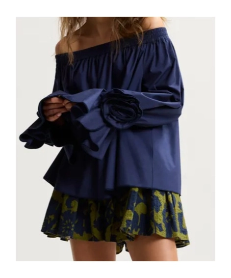 Essentiel Antwerp Strapless Cotton Top With Rosette Details