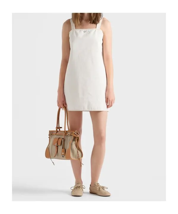 Prada Bonnie Linen And Leather Tote Bag