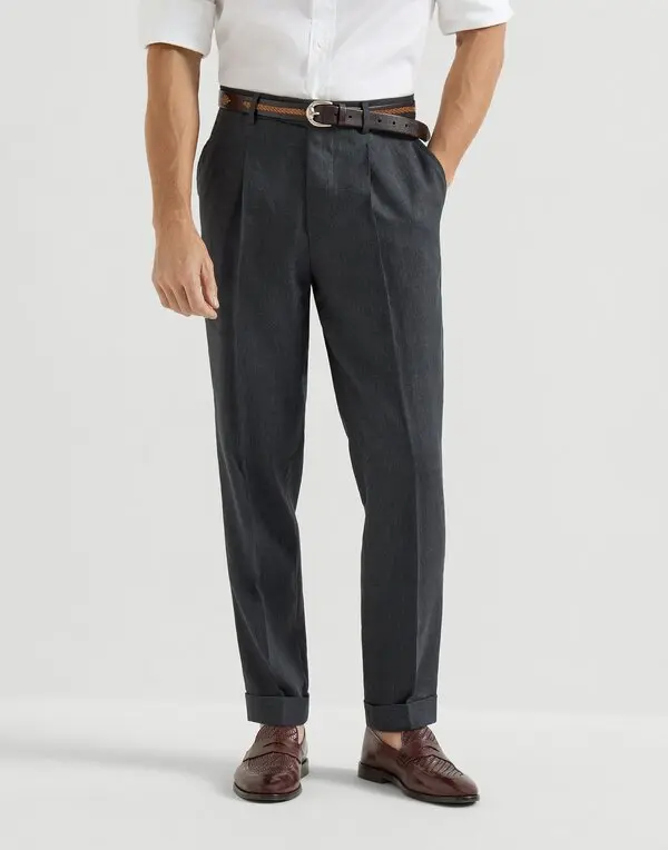 Brunello Cucinelli Chevron Pleated Trousers