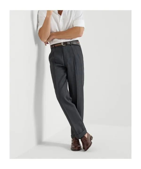 Brunello Cucinelli Chevron Pleated Trousers