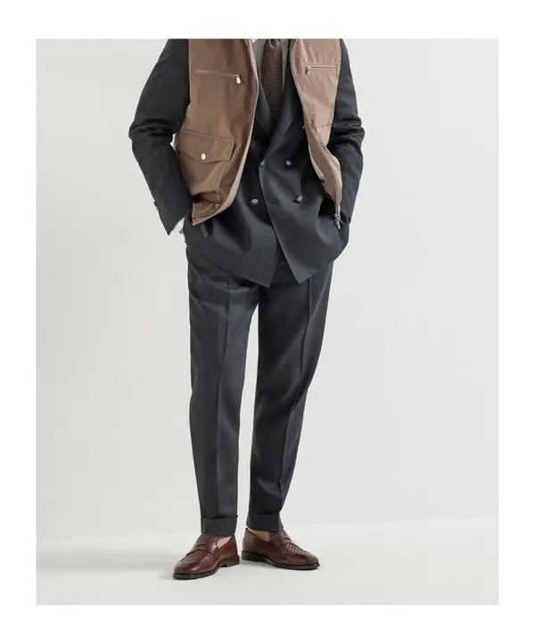 Brunello Cucinelli Chevron Pleated Trousers