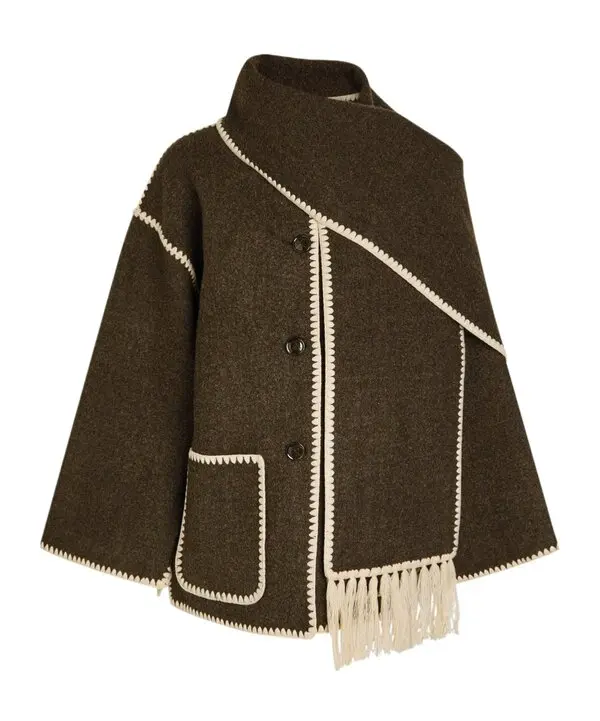 TOTEME Scarf-effect Wool-blend Jacket - Green