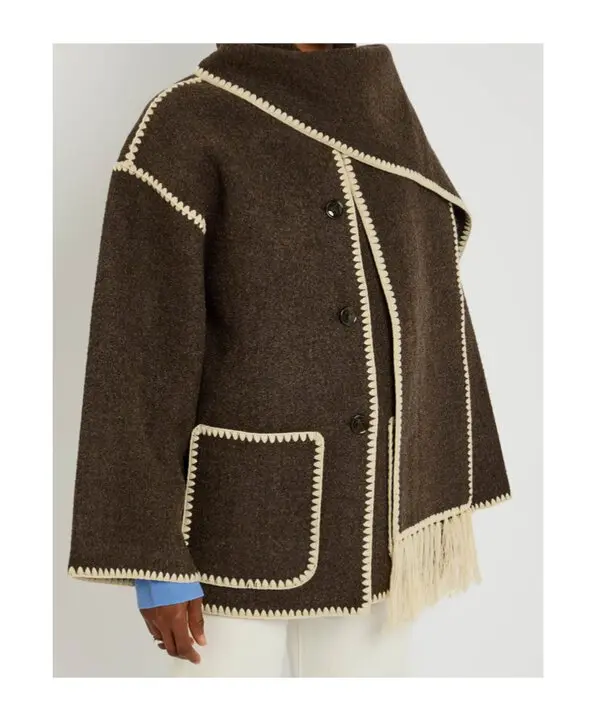 TOTEME Scarf-effect Wool-blend Jacket - Green
