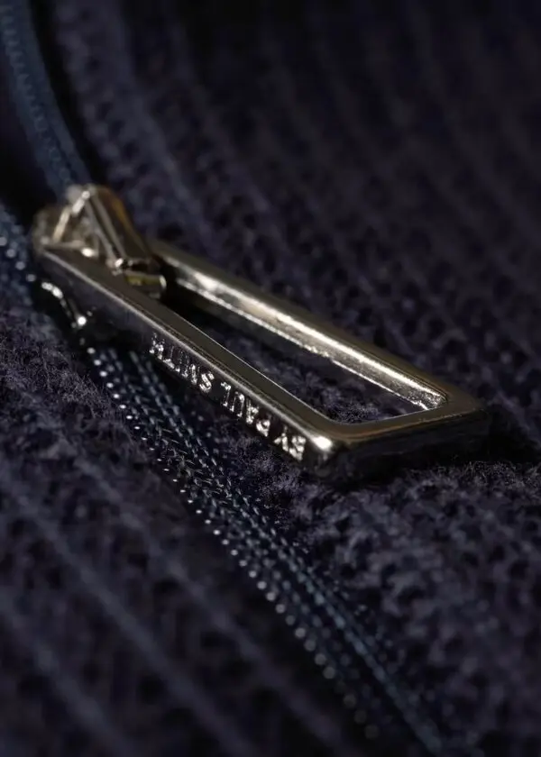 Paul Smith Navy Textured-cotton Zip Cardigan