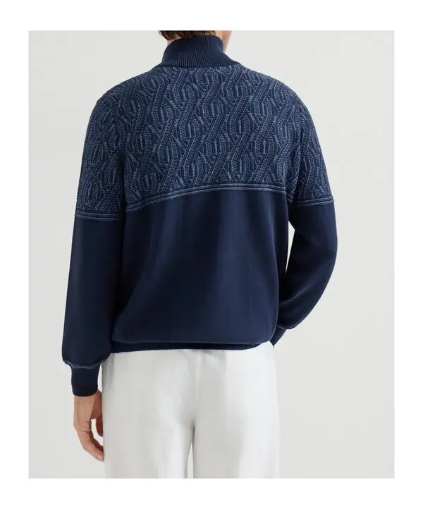 Brunello Cucinelli Jacquard Cable Cotton Cardigan