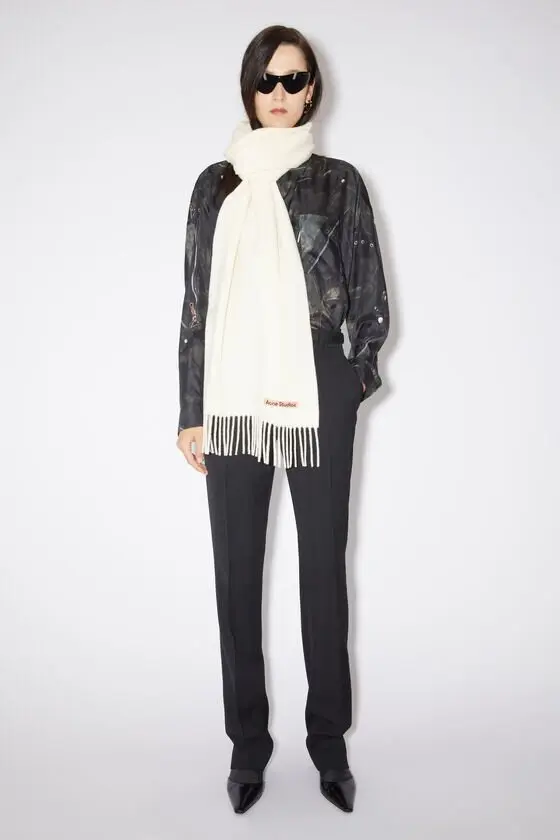 Acne Studios Logo Patch Fringed Scarf