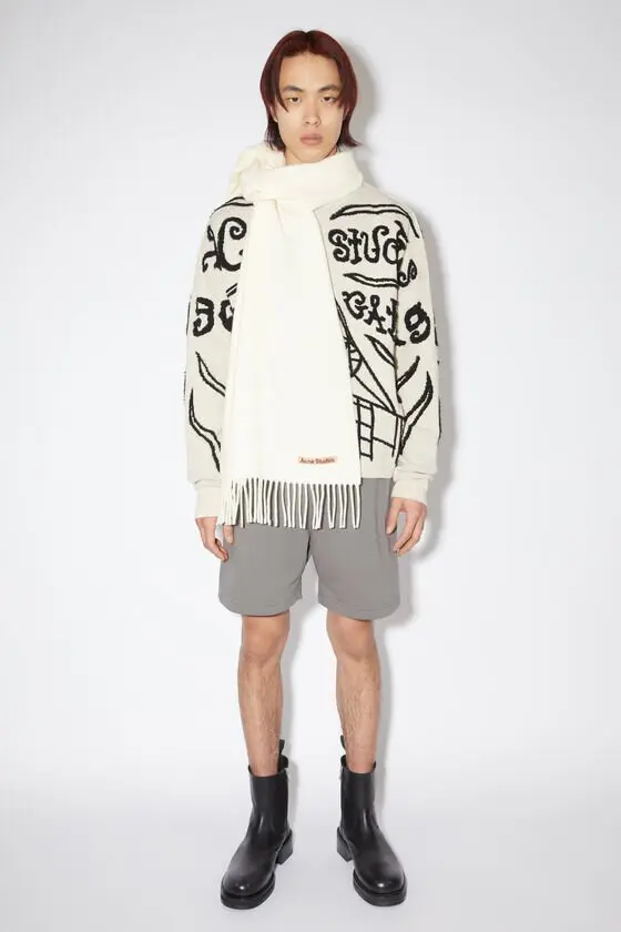 Acne Studios Logo Patch Fringed Scarf