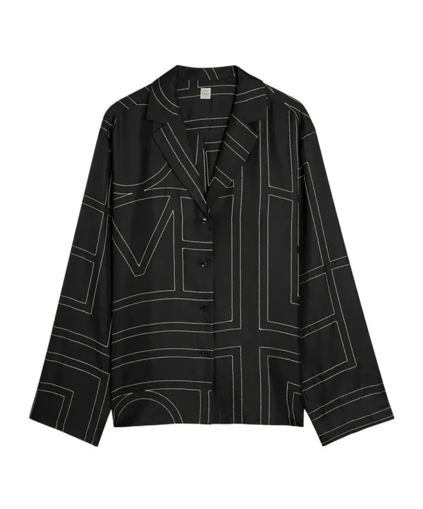 TOTEME Logo-embroidered Silk-satin Shirt