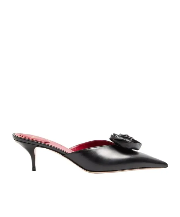 Valentino Garavani Drip Rose Kidskin Mule With Crystals 55mm - Black