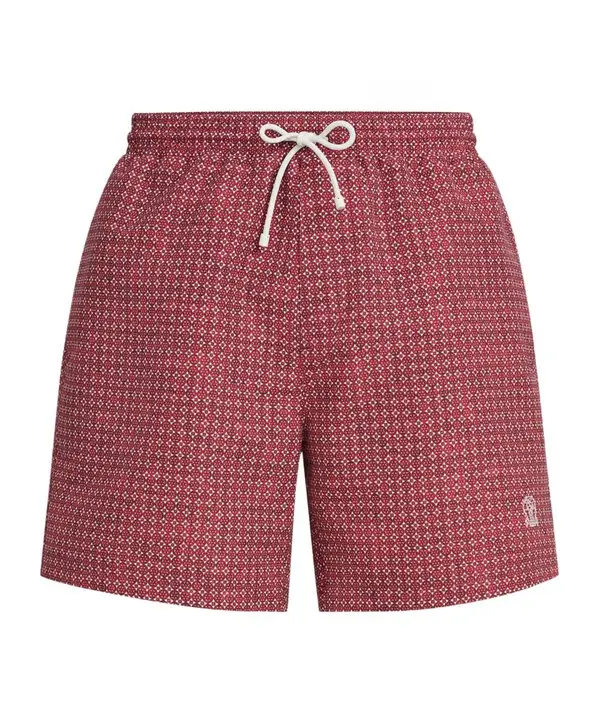 Brunello Cucinelli Geometric Print Swim Shorts - Red