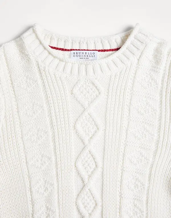 Brunello Cucinelli Fisherman Cable Knit Crew Neck Sweater