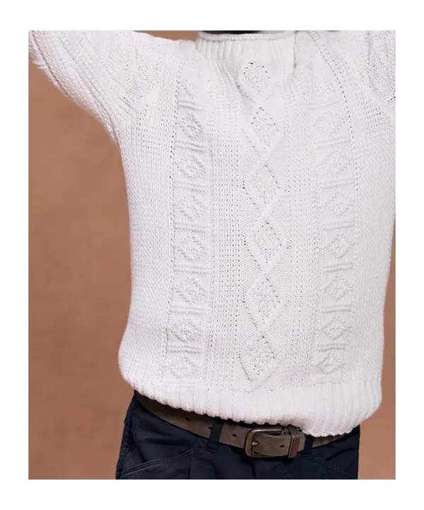 Brunello Cucinelli Fisherman Cable Knit Crew Neck Sweater