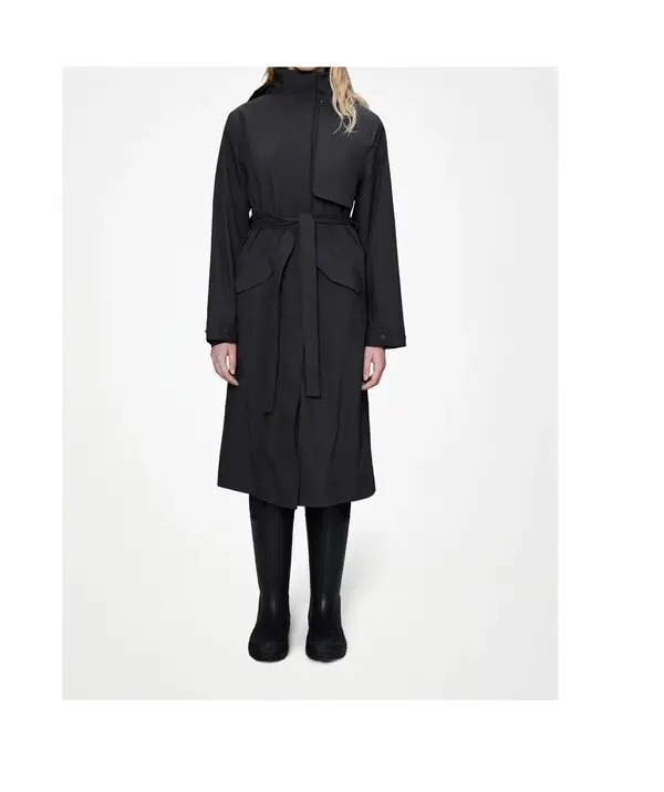 Rains Long Sleeve Hooded Trench Coat