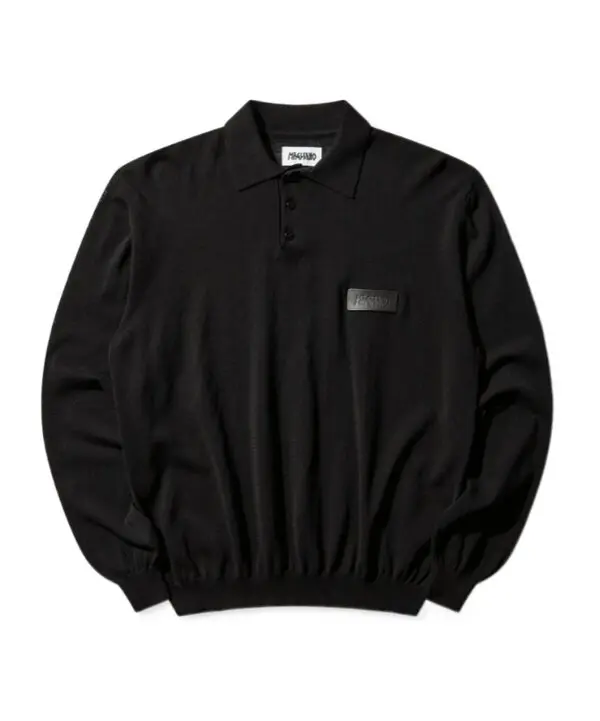 MAGLIANO Ribbed Knit Polo Shirt With Embossed Leather Patch