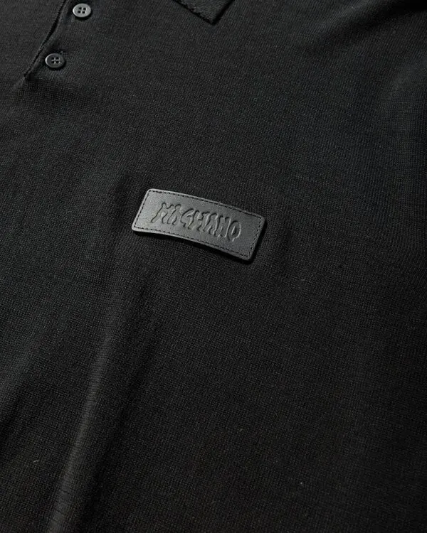 MAGLIANO Ribbed Knit Polo Shirt With Embossed Leather Patch
