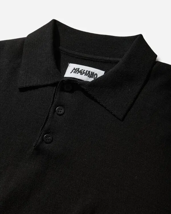 MAGLIANO Ribbed Knit Polo Shirt With Embossed Leather Patch