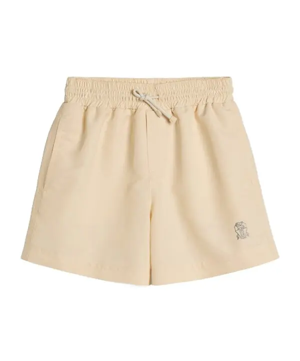 Brunello Cucinelli Logo Embroidered Swim Shorts