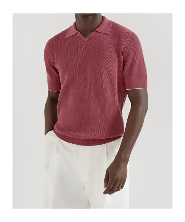 Brunello Cucinelli Fine-knitted Ribbed Polo Shirt