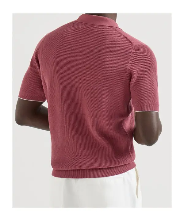 Brunello Cucinelli Fine-knitted Ribbed Polo Shirt