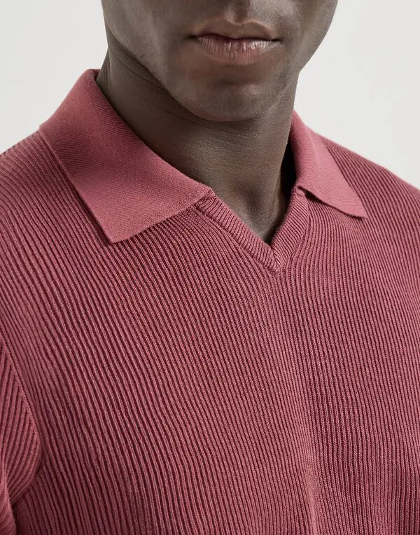 Brunello Cucinelli Fine-knitted Ribbed Polo Shirt